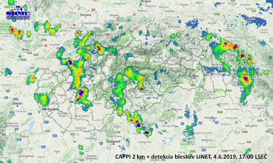 Výstraha pre celé Slovensko: Radarová mapa búrok, v niektorých okresoch ...